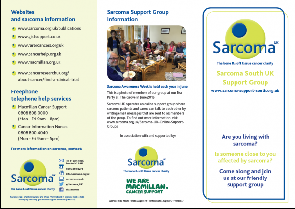 Group Leaflet & Poster | Sarcoma South UK Support Group